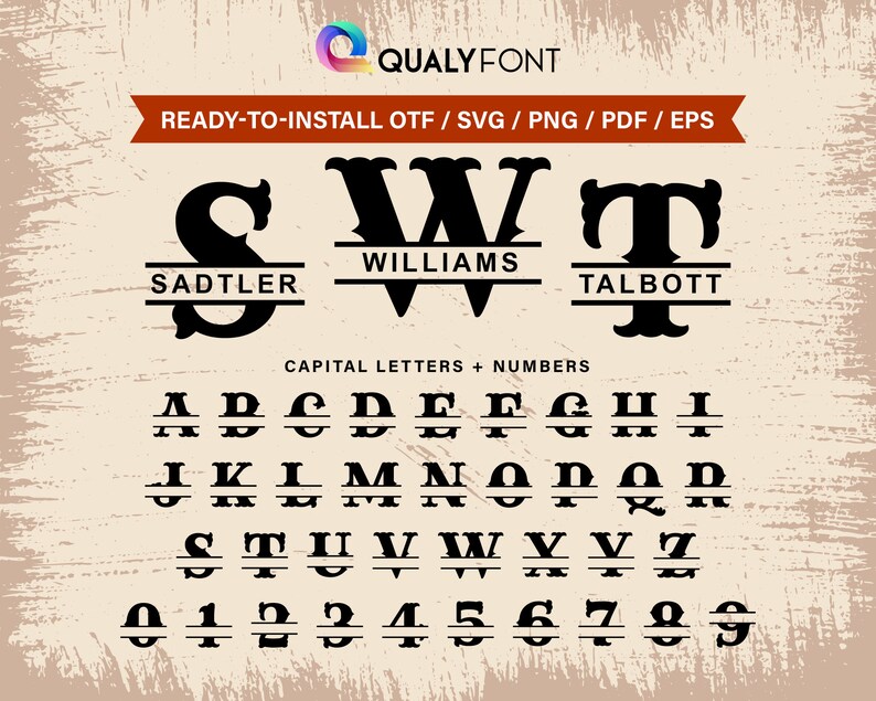 WESTERN SPLIT/ Monogram Split Letters, Cowboy Divided Font OTF, Svg ...