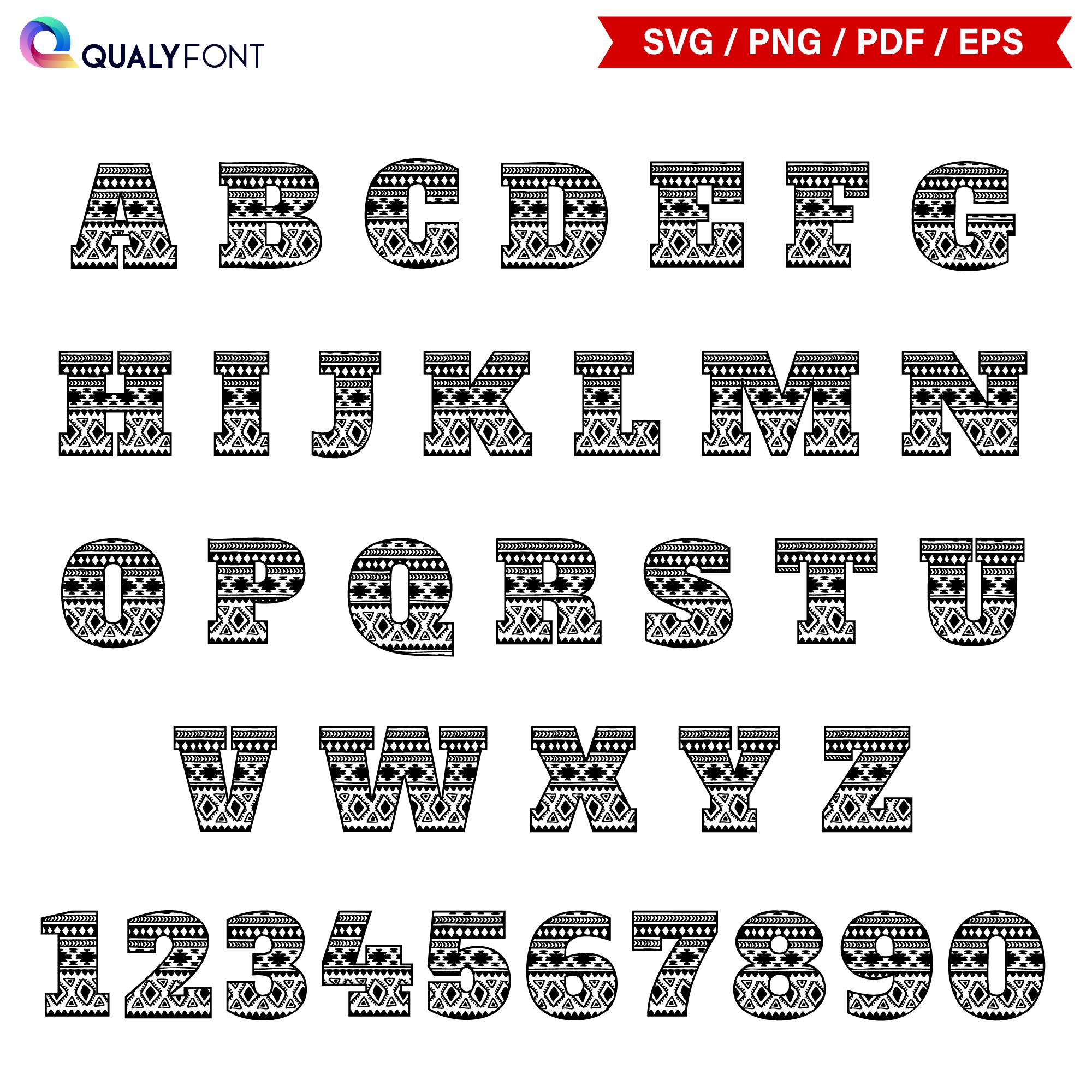 TRIBAL FONT/ Ethnic Font Svg, Png, Eps, Pdf, Tribal Pattern Alphabet ...