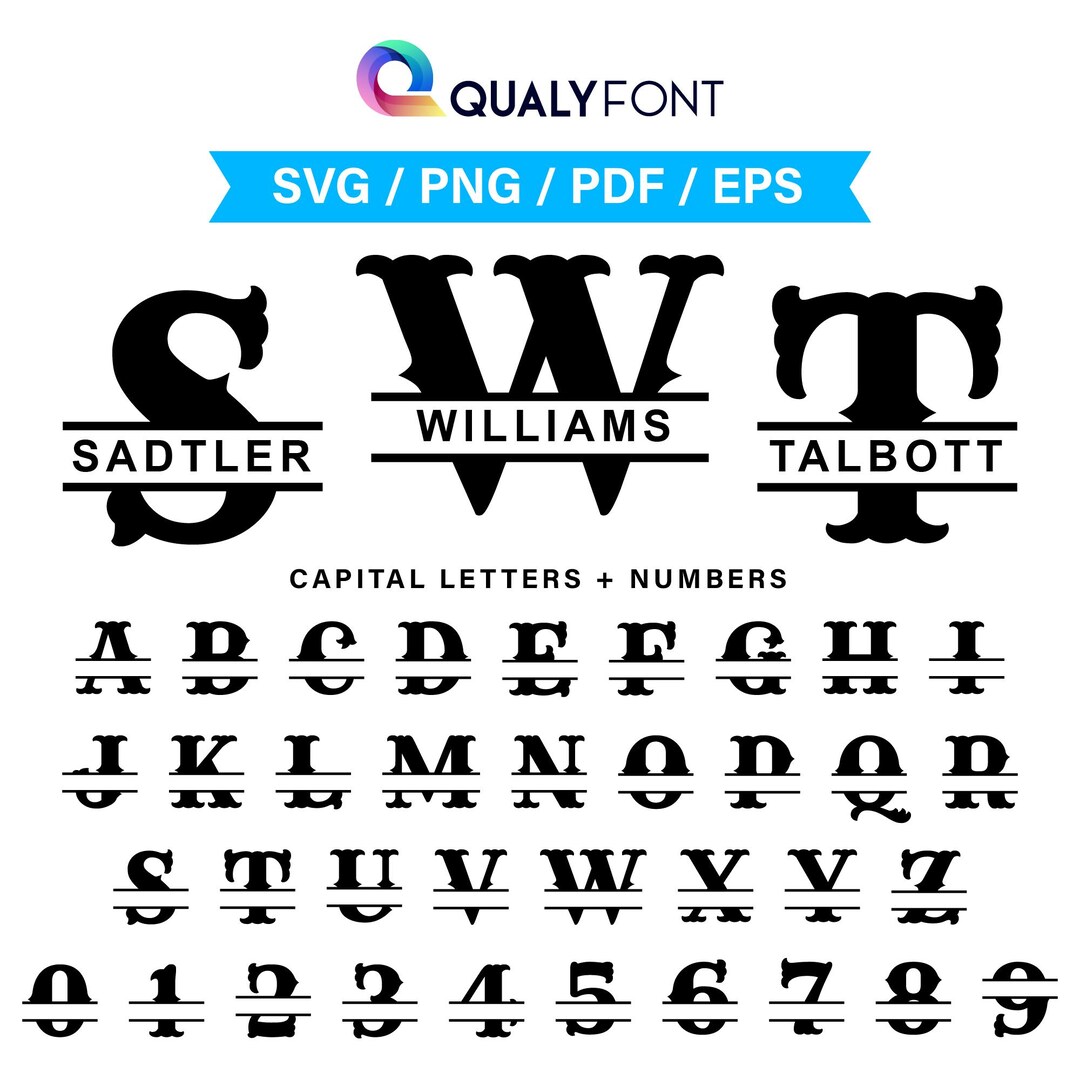WESTERN SPLIT/ Split Western Font Svg, Png, Eps, Pdf, Divided Letters ...