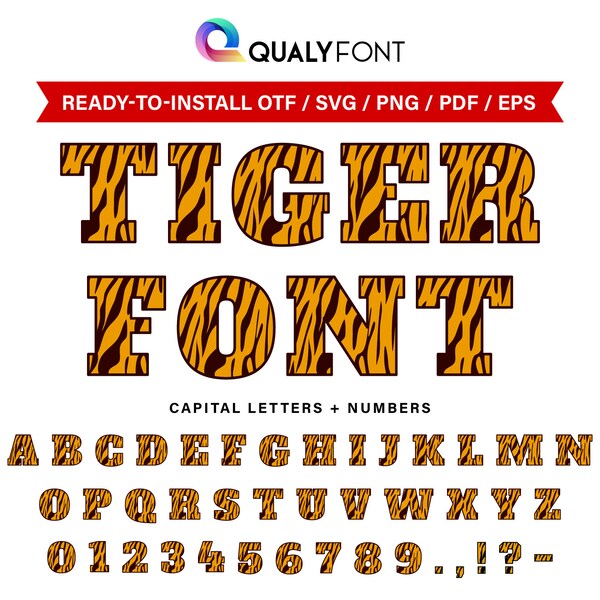 Tiger Font Svg - Etsy
