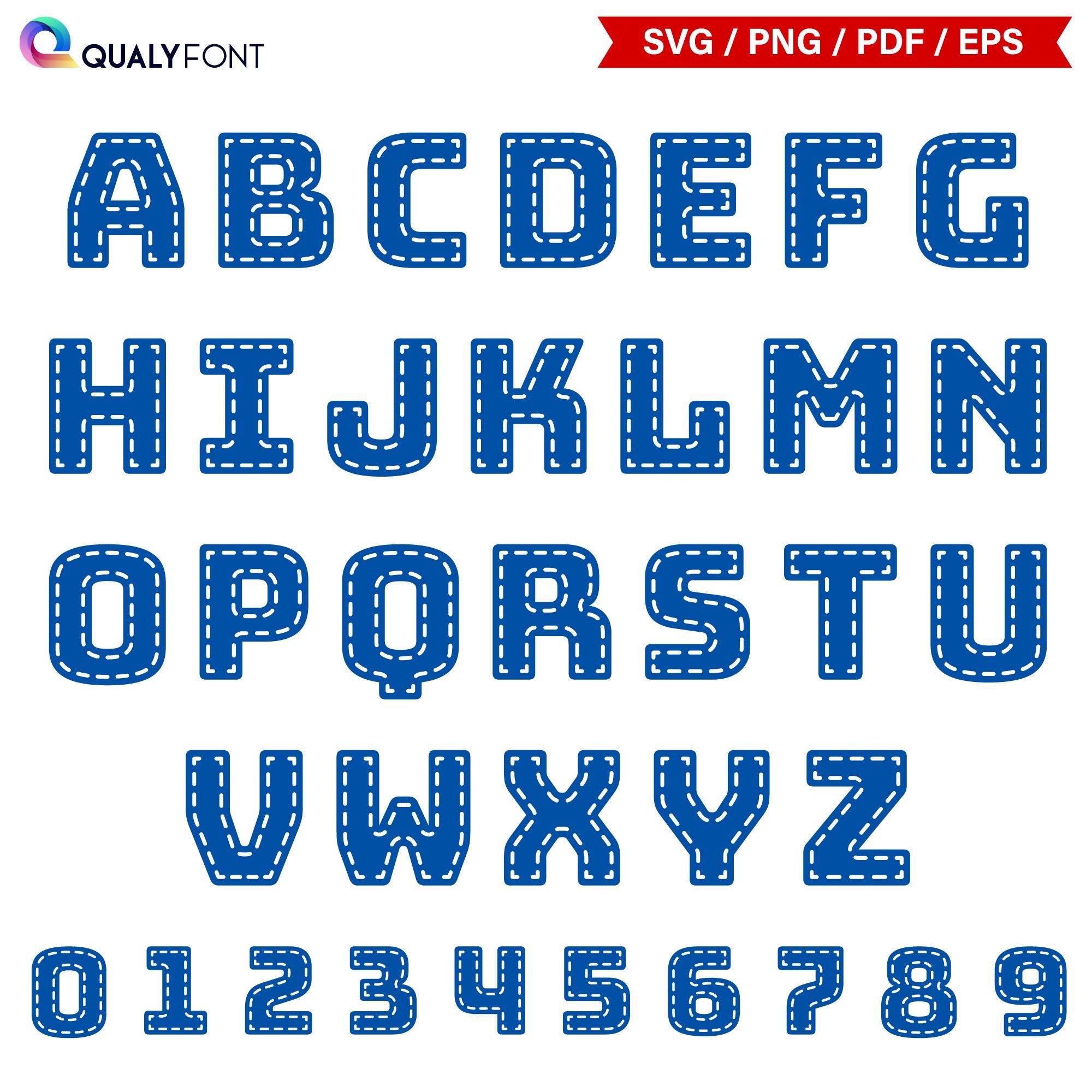 DENIM FONT/ Stitch Font Svg, Png, Eps, Pdf, Stitched Alphabet Letters ...