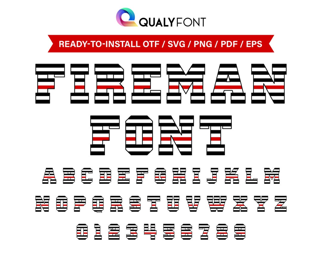 FIREMAN FONT, Otf Svg Png, Fireman Monogram, Alphabet Letters & Numbers ...