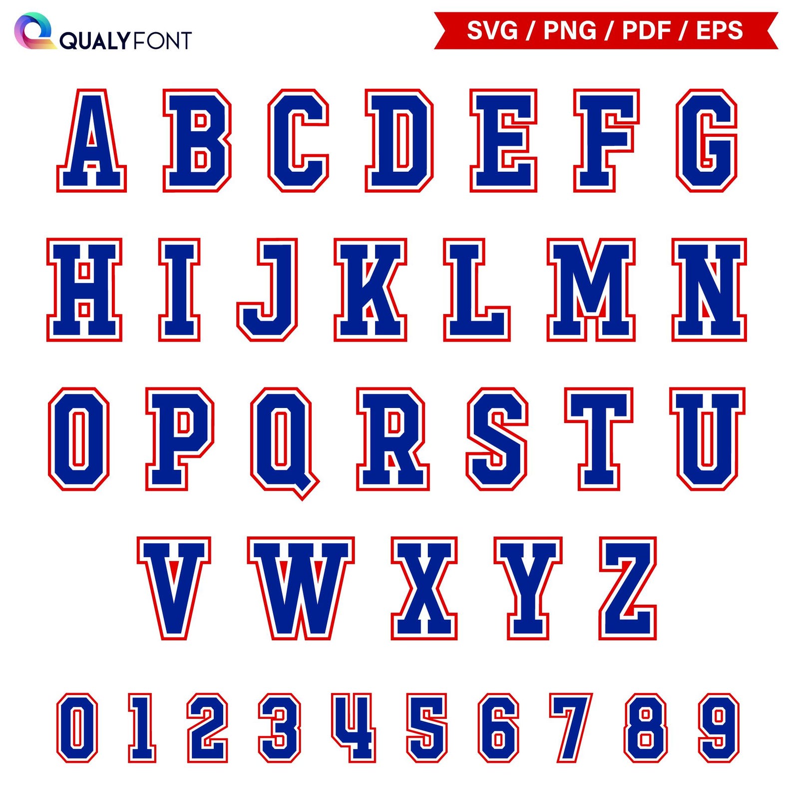 BASEMAN/ Baseball Font Svg, Png, Eps, Pdf, Outline Blue Red, Baseball ...