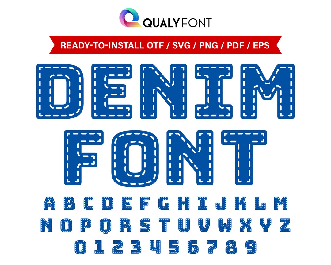 DENIM FONT, Stich Font OTF Cuttable Layered Svg Letters & Numbers ...