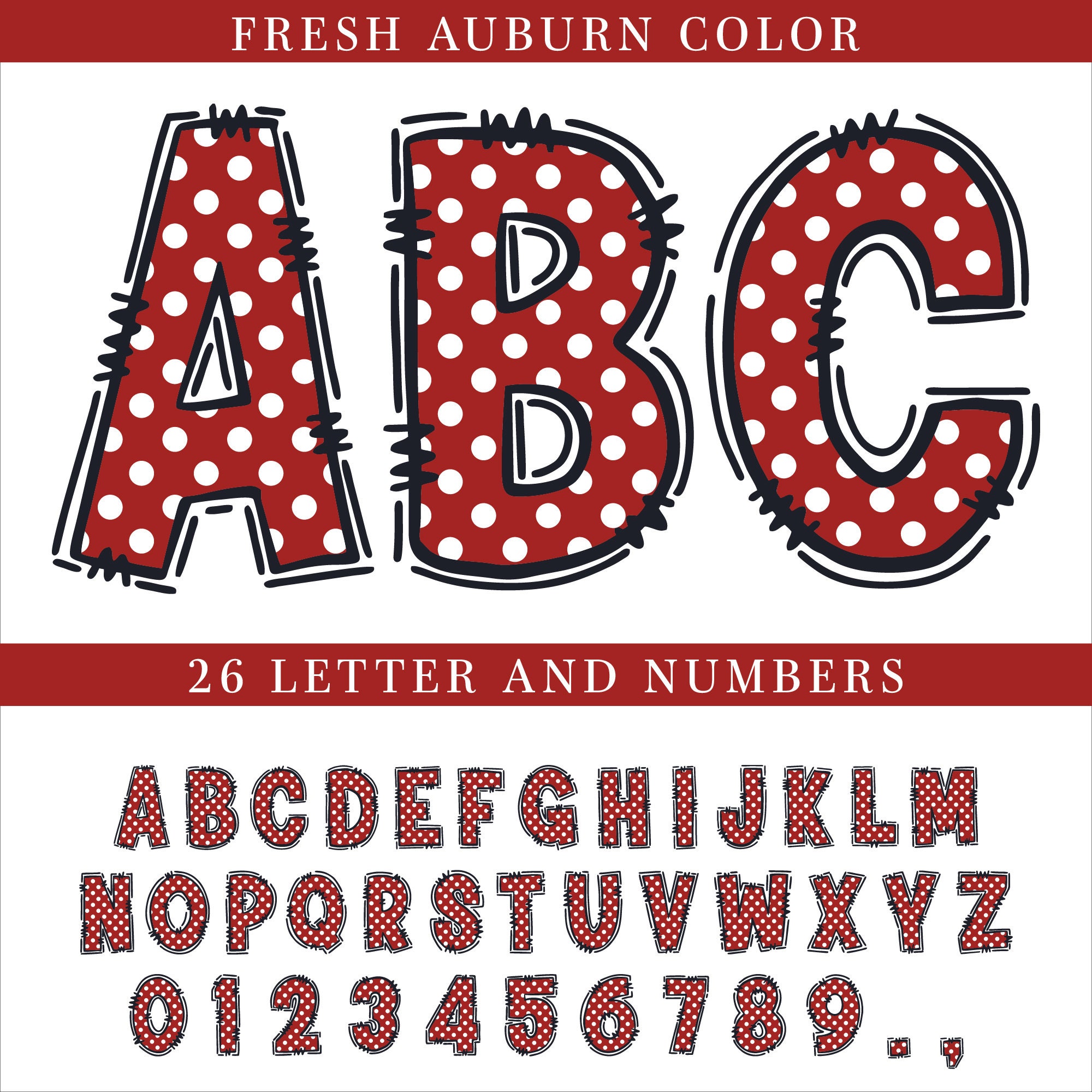 Polka Dot Doodle Alpha PNG, SVG, PDF, Dotted Font, Customization ...