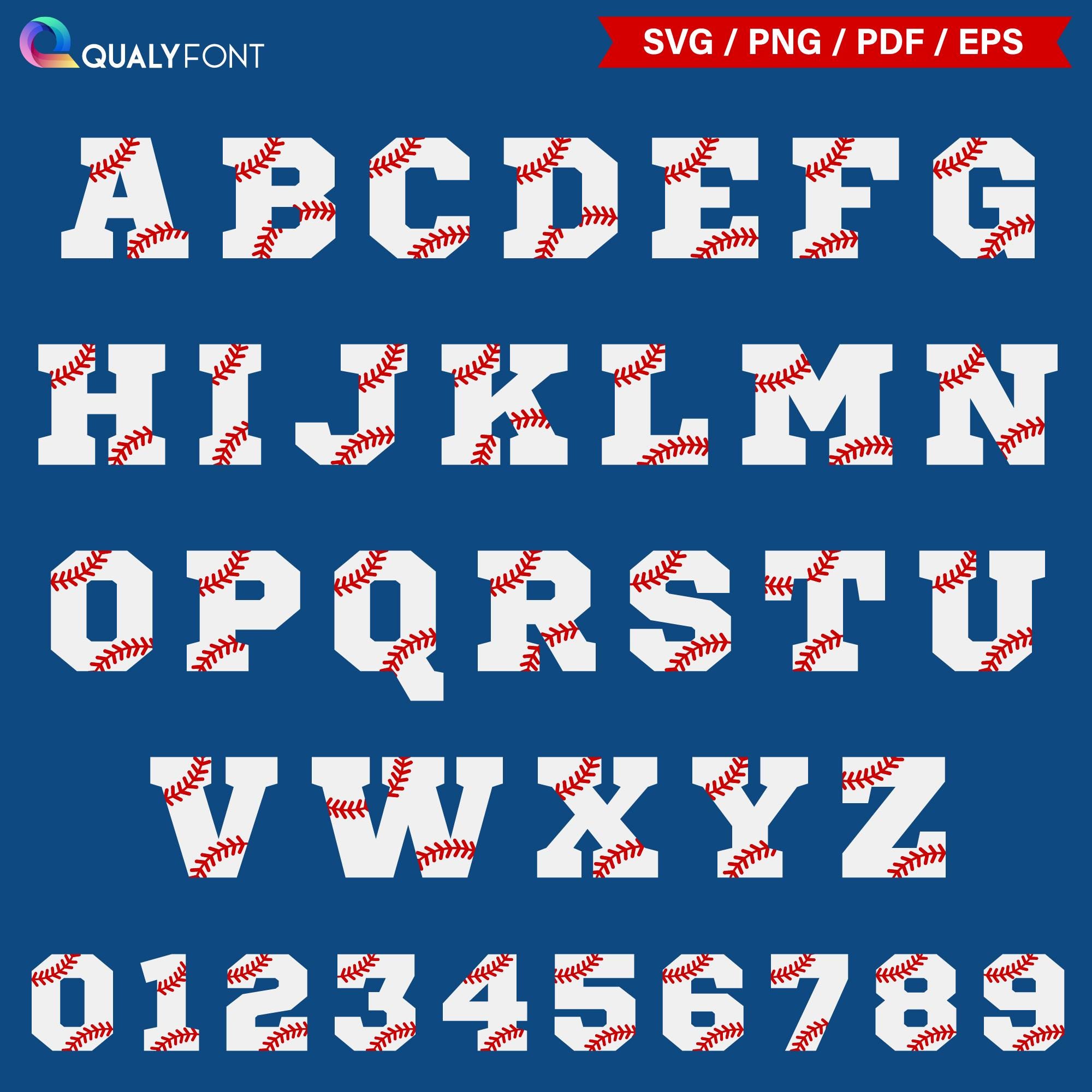BASEBALL FONT/ Baseball Font Svg, Png, Eps, Pdf, Baseball Alphabet ...