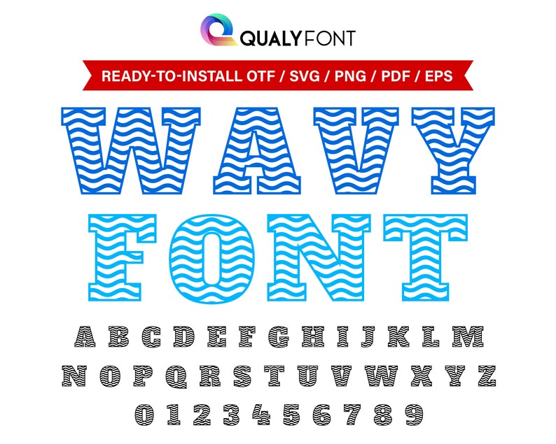 WAVY FONT, OTF Cuttable Svg Printable Png Letters & Numbers ...