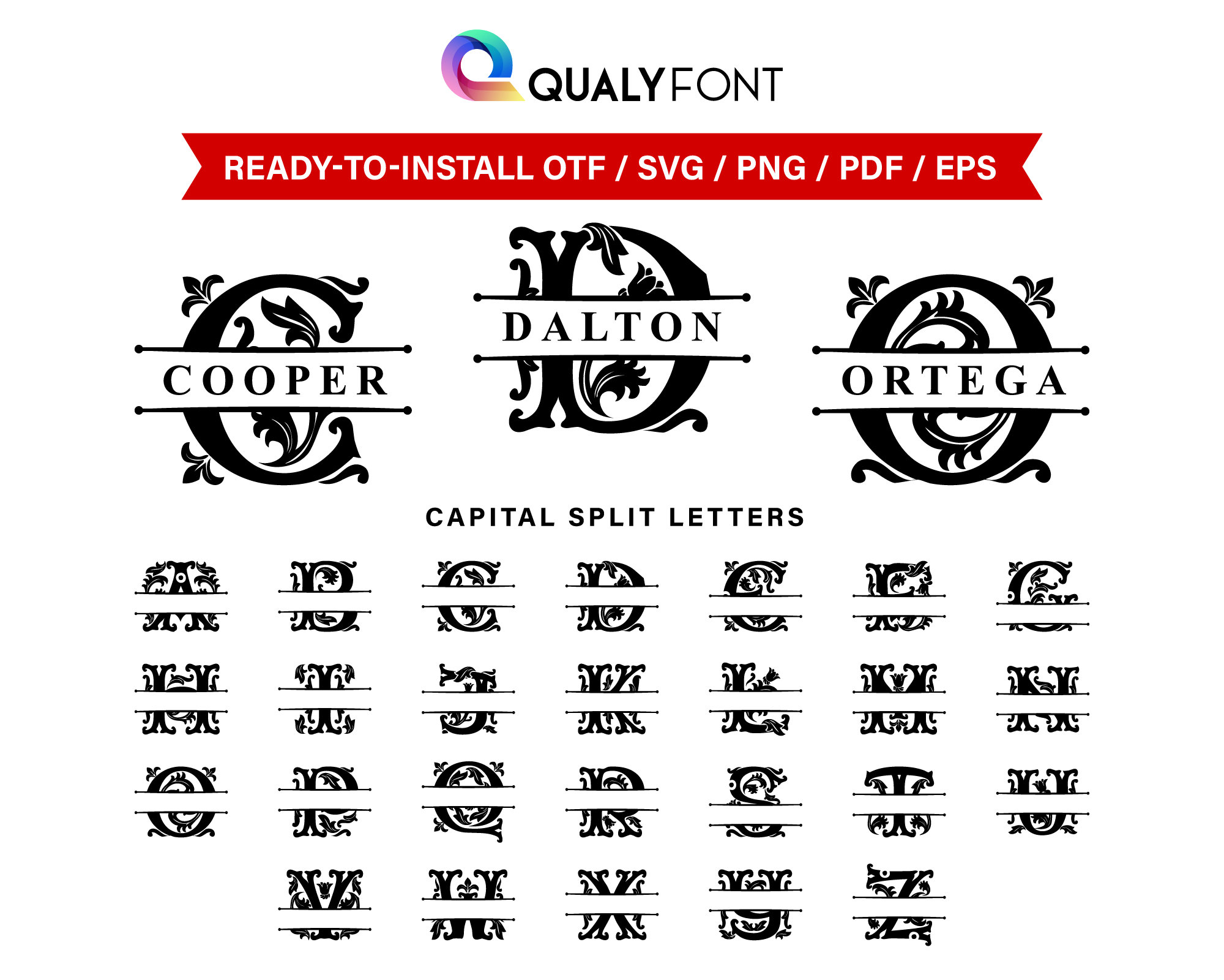 ROYAL SPLIT, Monogram Split Font OTF Cuttable Layered Svg Files ...