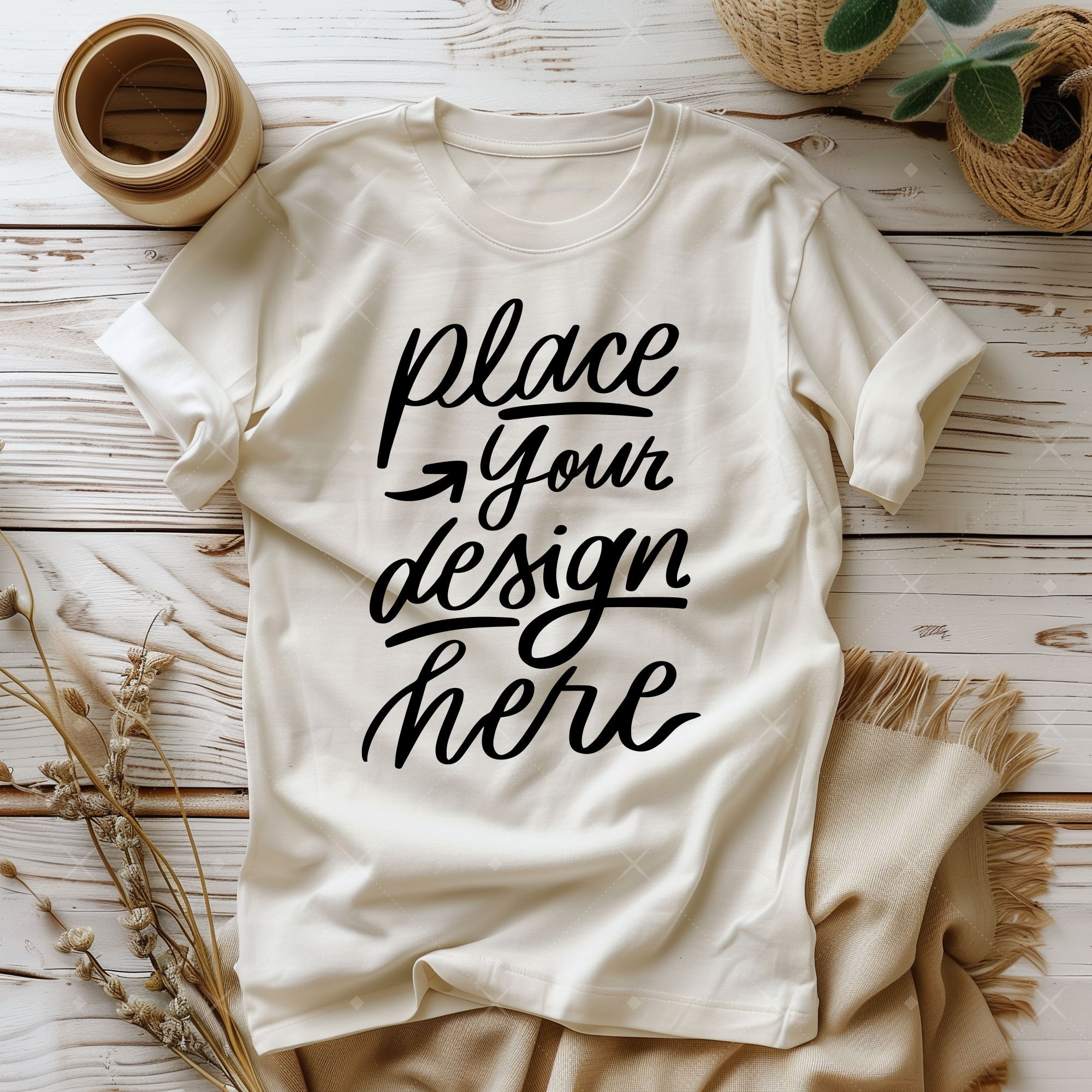 Top View of Flat Lay Tshirt Mockup Natural Color Shirt Mock up Bella ...