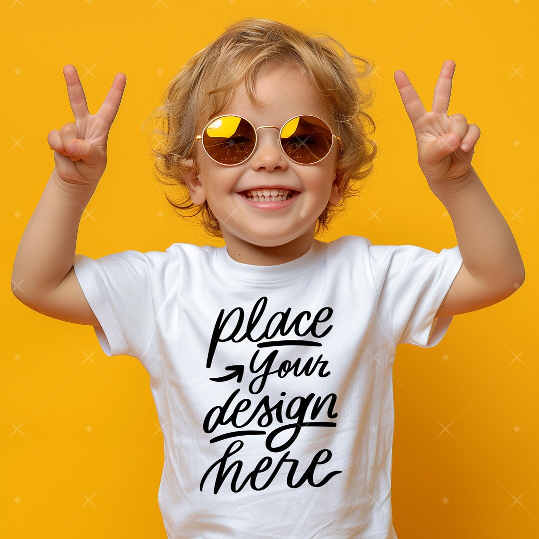 Toddler Boy Model T-shirt Mockup White Bella Canvas 3001T Kids Mockup ...