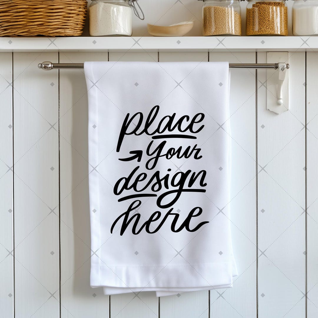 Tea Towel Mockup White Kitchen Towel Mockup Dish Towel Mockup Hanging ...