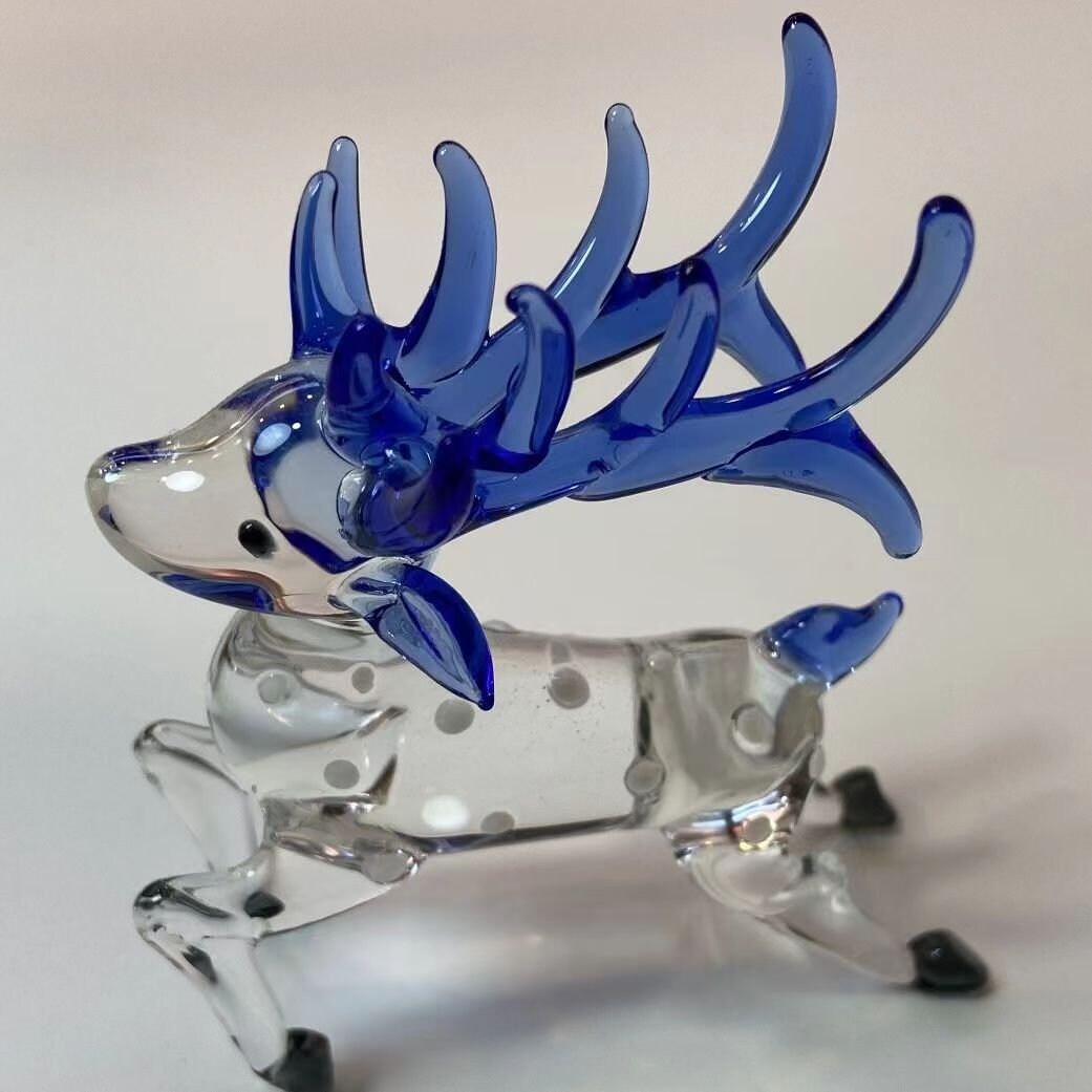 Glass Deer Figurines Glass Deer Hand Blown Art Glassglass Deer Sculptureglass Figurine