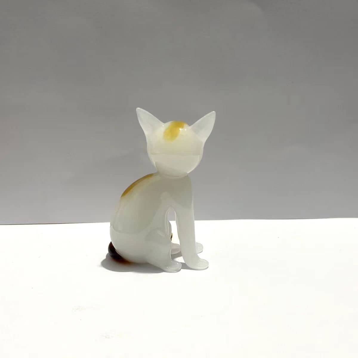 Glass Cat Statue, Glass Cat, Hand Blown Art Glass, Glass Cat Sculpture ...