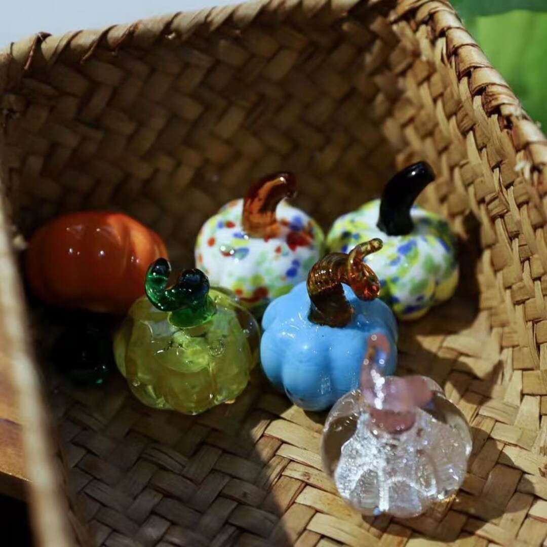 Hand Blown Glass Pumpkin, Glass Mini Pumpkin, Hand Blown Art Glass ...