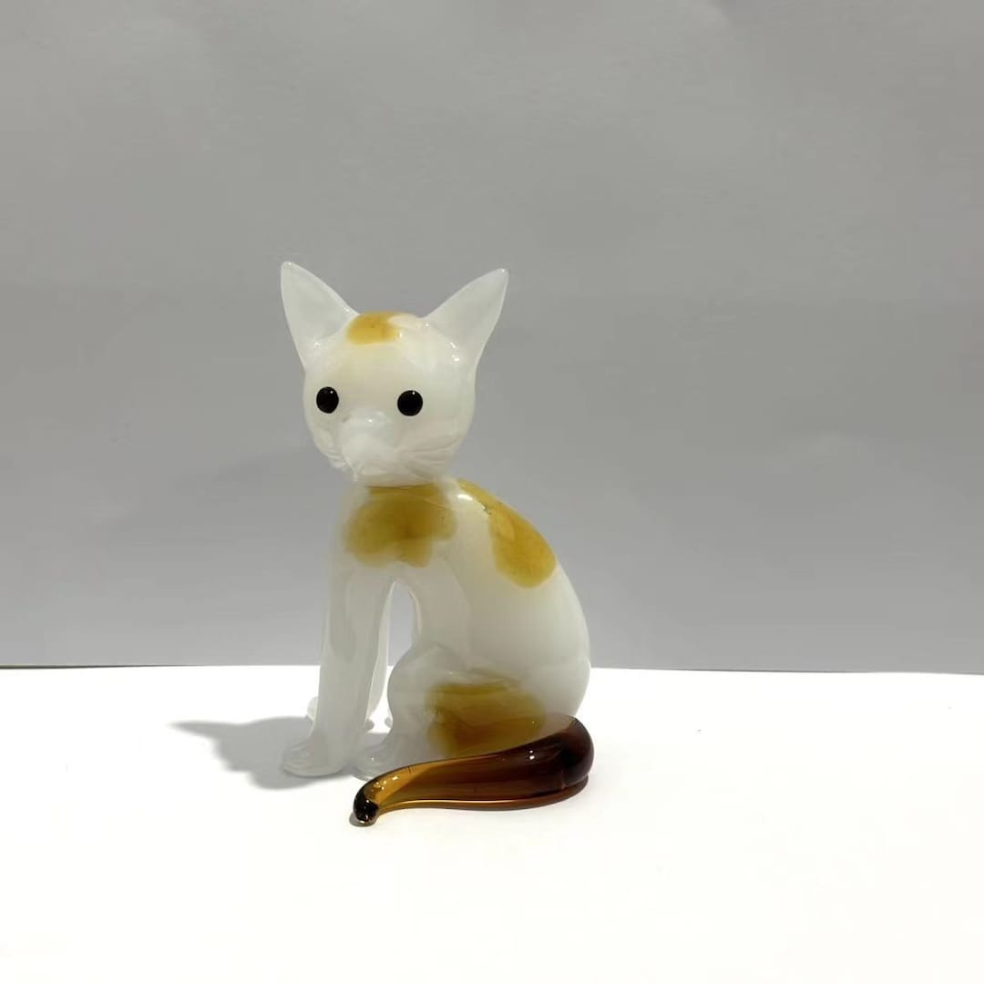 Glass Cat Statue, Glass Cat, Hand Blown Art Glass, Glass Cat Sculpture ...