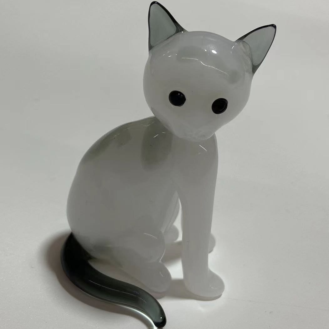 Glass Cat Statue, Glass Cat, Hand Blown Art Glass, Glass Cat Sculpture ...