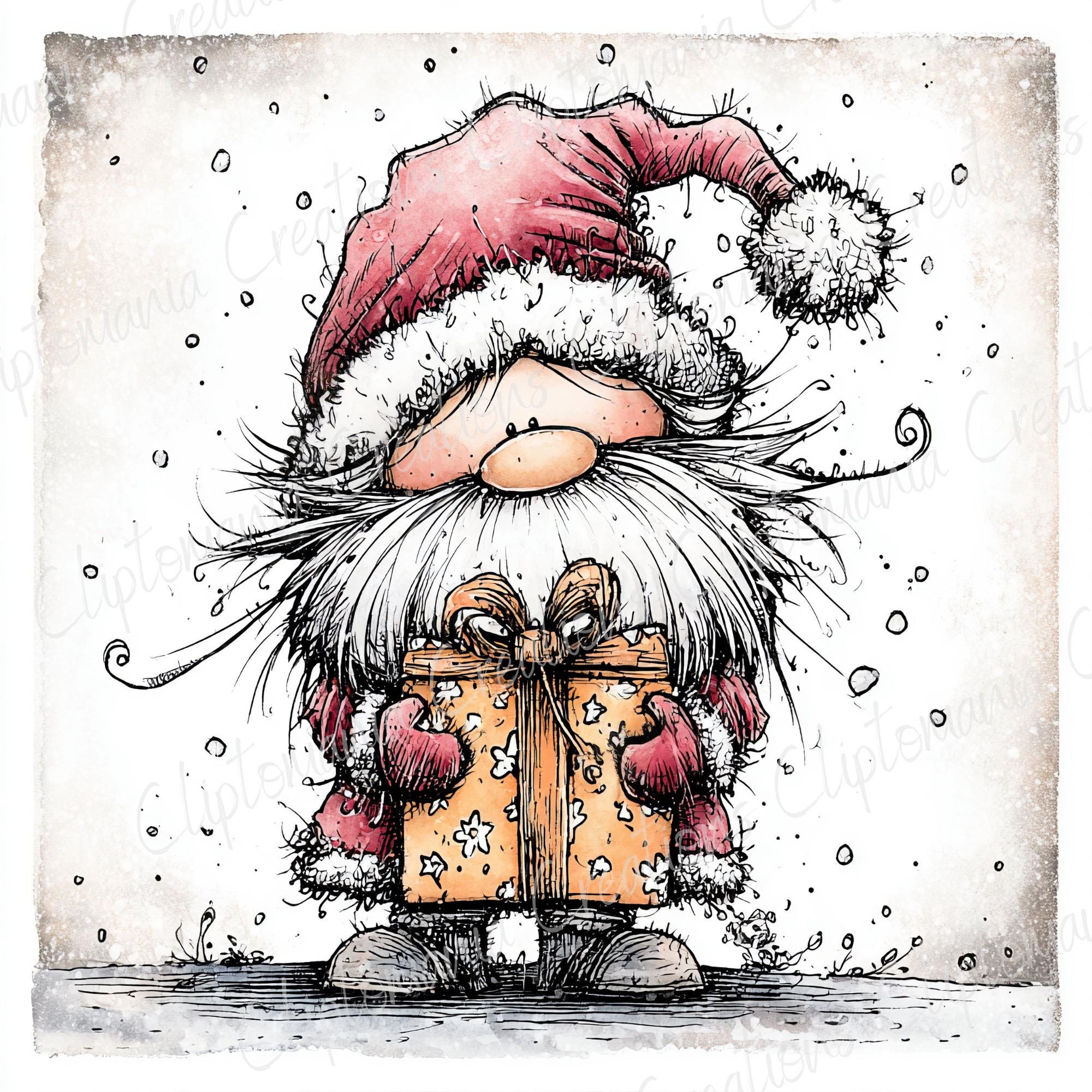 Cute Christmas Santa Claus Clipart Bundle 12 JPEG, Christmas Card ...