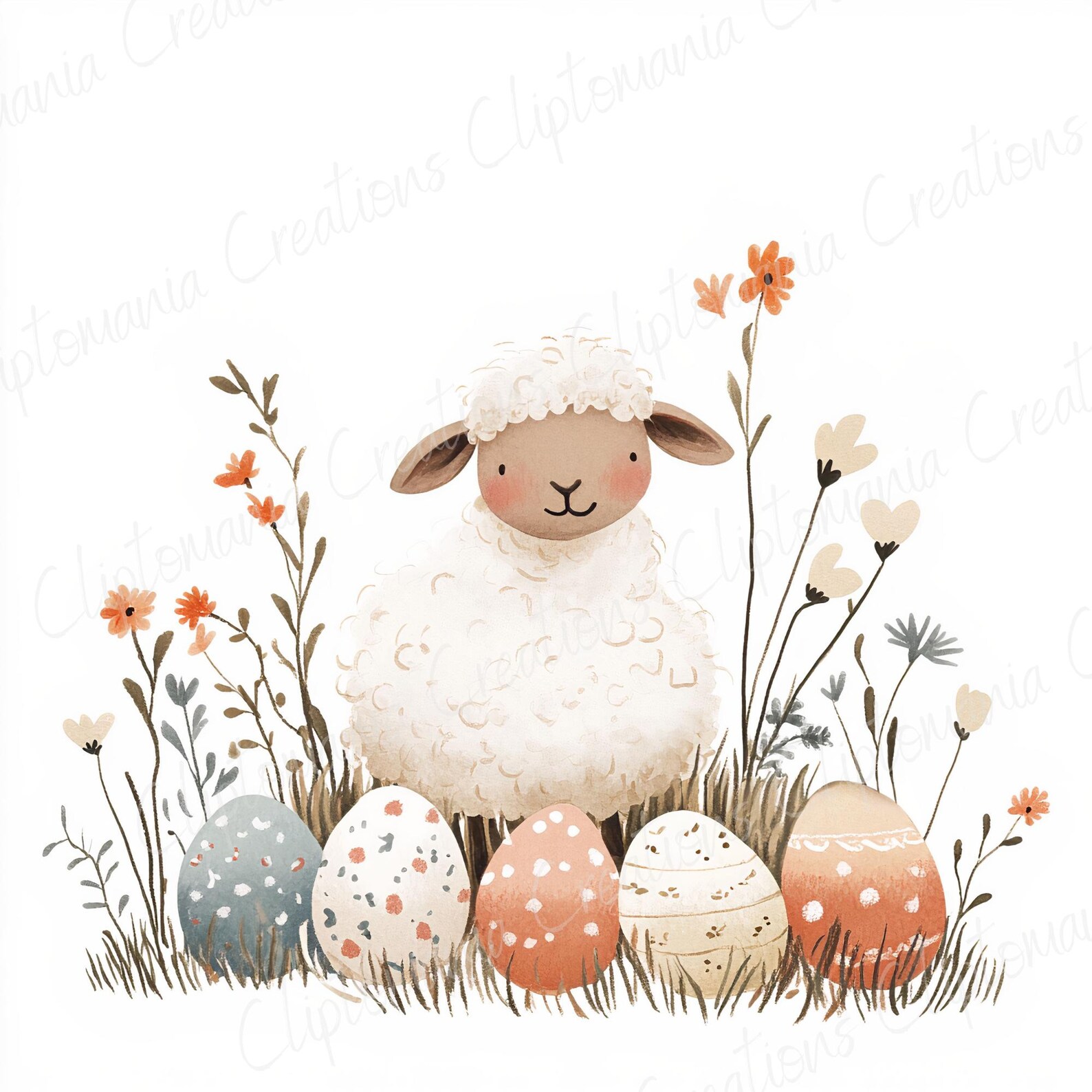 Easter Lamb Clipart Bundle | Watercolor Spring Designs (JPEG) - Etsy