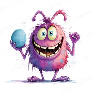 Cute and Funny Easter Monster 12 PNG Clipart Bundle | Children's Easter ...