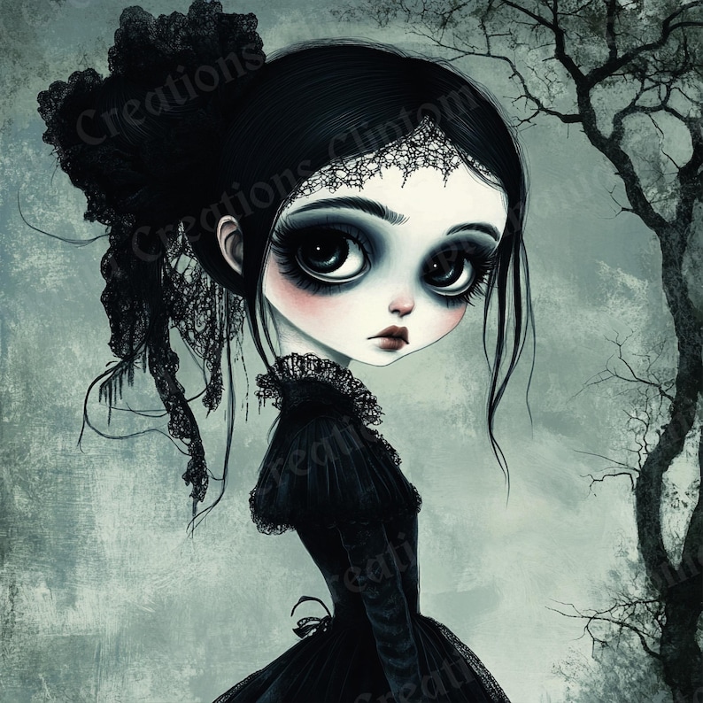 Creepy Victorian Gothic Doll Digital Paper Pack | Gothic Girl JPEG ...