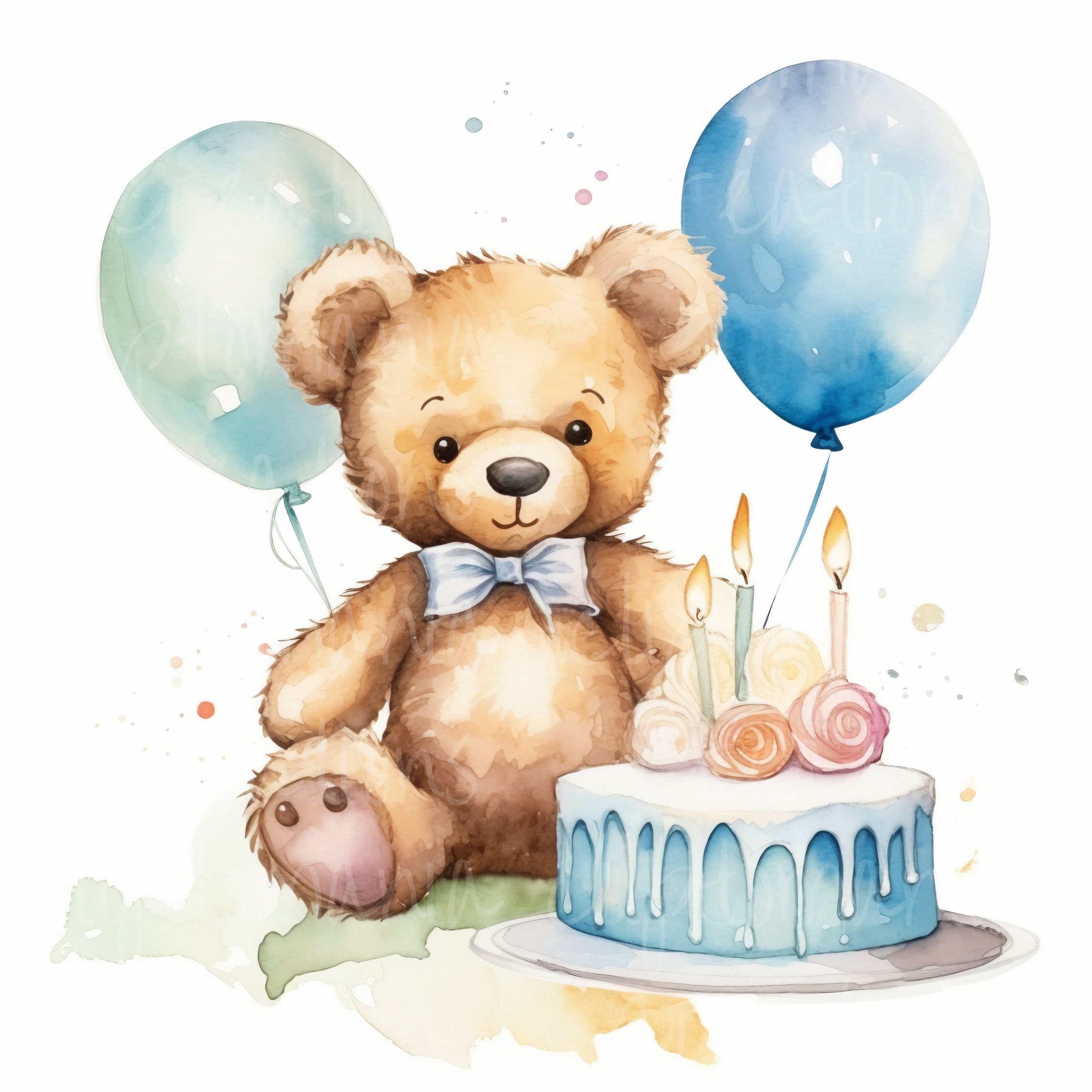 Teddy Bear Birthday Clipart Bundle 12 High Quality - Etsy