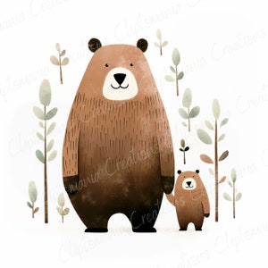 Cute Fathers Day Bear Hugs Clipart Bundle 12 JPEG Files, White ...