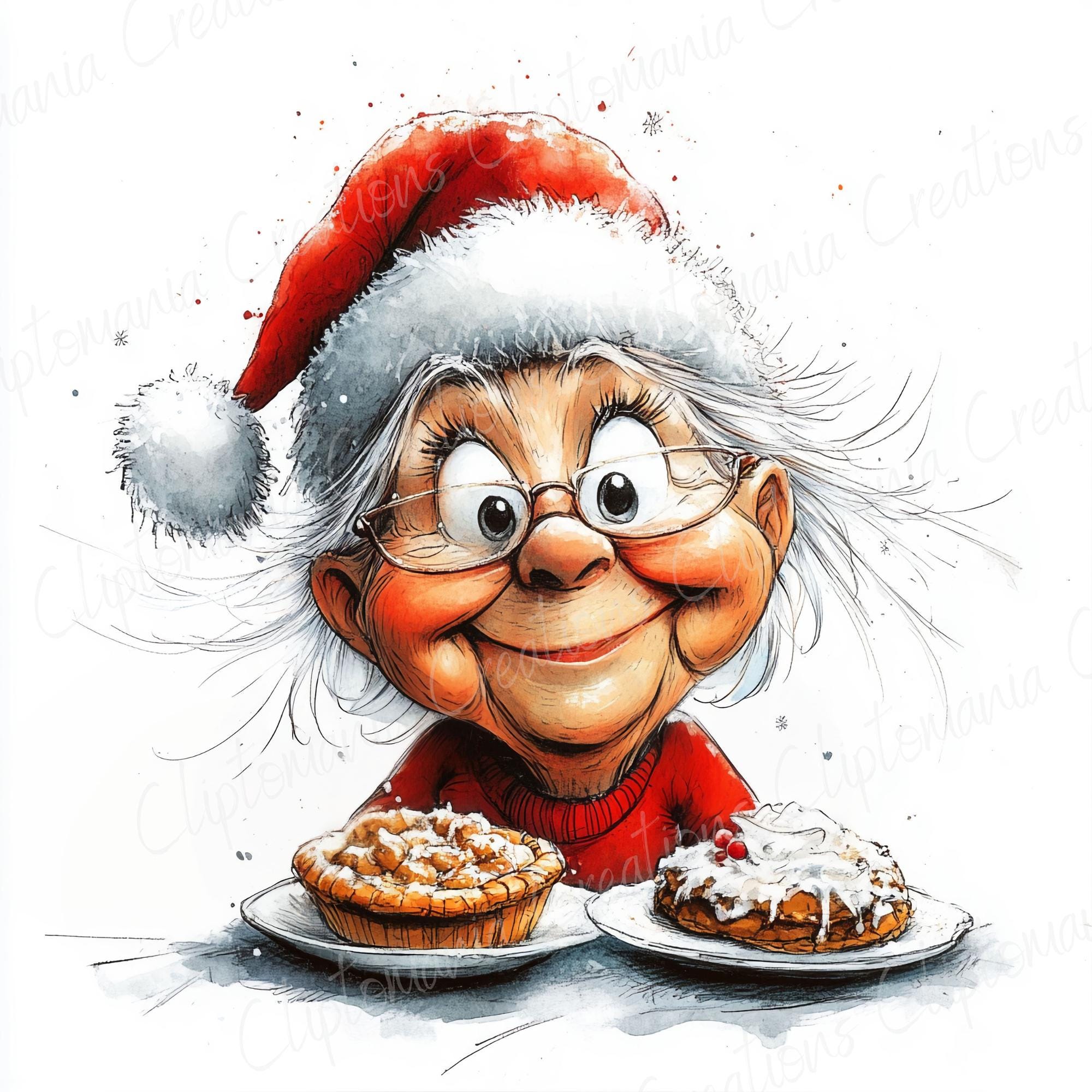 Cute Mrs Claus Christmas Clipart Bundle | JPEG Festive Printable ...