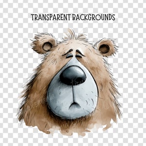 Cute and Funny Bear Faces Clipart Bundle | 12 PNG Designs Plus 2 JPEG ...