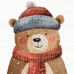 Cute Winter Bear Clipart Bundle | 14 JPEG Designs | White Backgrounds ...