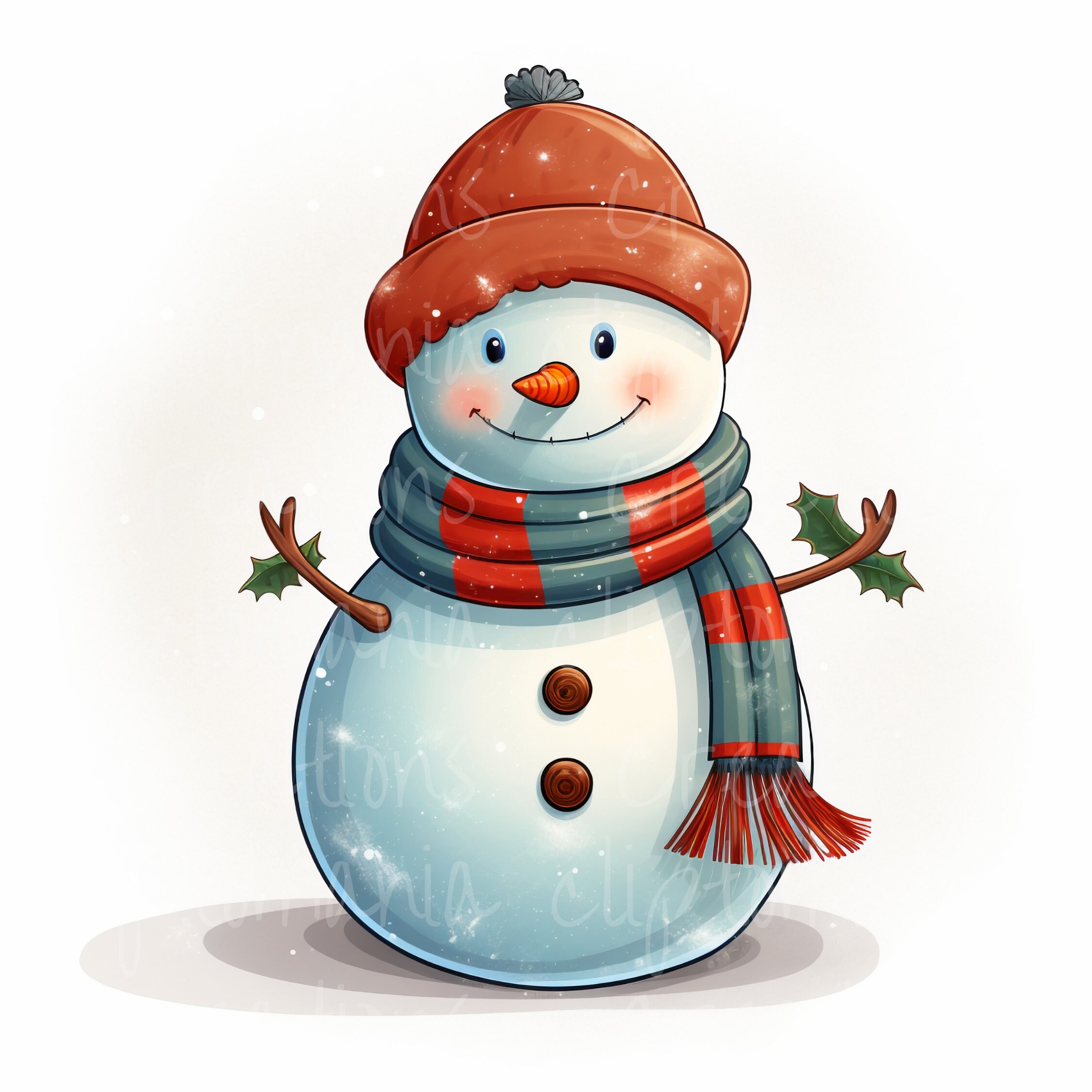 Cute Snowman Clipart Bundle Winter Clipart Illustrations 12 High ...