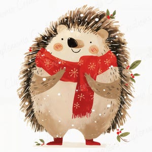 Cute Christmas Hedgehog Clipart Bundle 12 JPEG Designs Printable ...
