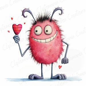 Cute Valentines Monsters Clipart Bundle 12 High Quality JPEG Files With ...