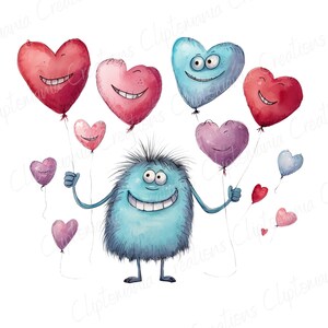 Cute Valentines Love Monsters 12 PNG | Transparent Backgrounds | Card ...