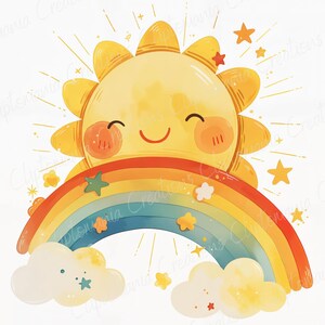 12 Cute Sun and Rainbow Clipart Bundle | JPEG Files | Commercial Use ...