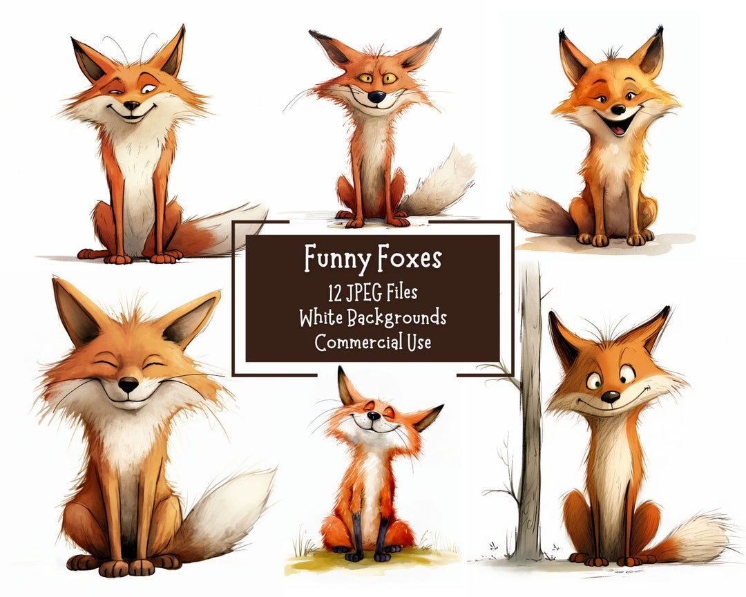 Cute and Funny Red Fox JPEG Clipart Bundle | 12 High Quality 300DPI ...