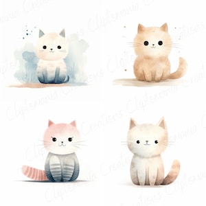 Cute Pastel Cats JPEG Clipart Bundle | 16 High Quality 300DPI Images ...