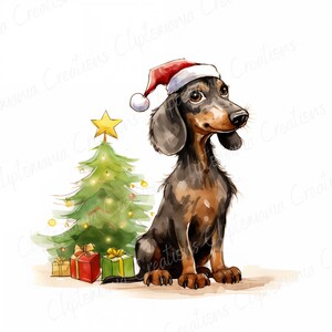Cute Christmas Dachshund Dog Clipart Bundle | 10 JPEG Designs | White ...