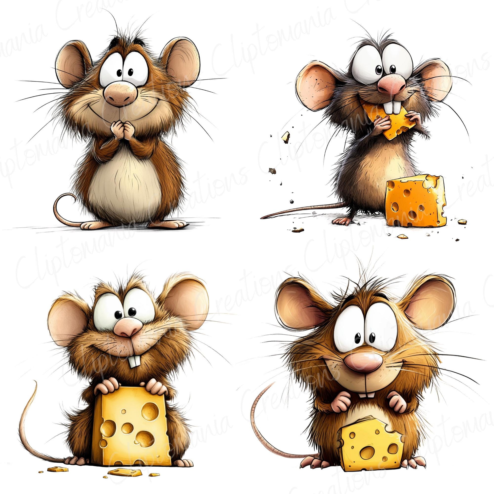 12 Cute Rat PNG Clip Art Bundle, Watercolour Clipart Junk Journal ...