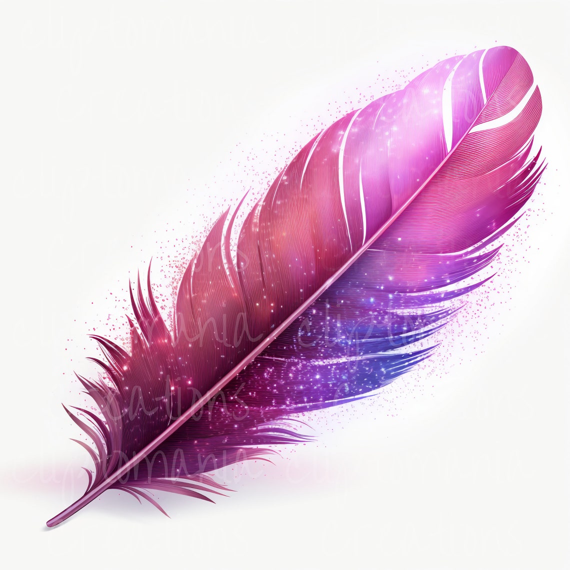 Glitter Feather Clipart Blue Purple & Pink Feathers 12 - Etsy
