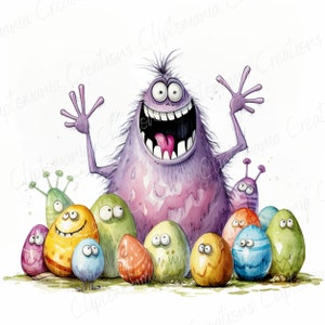 Cute and Funny Easter Monster Clipart Bundle 12 High Quality JPEG ...