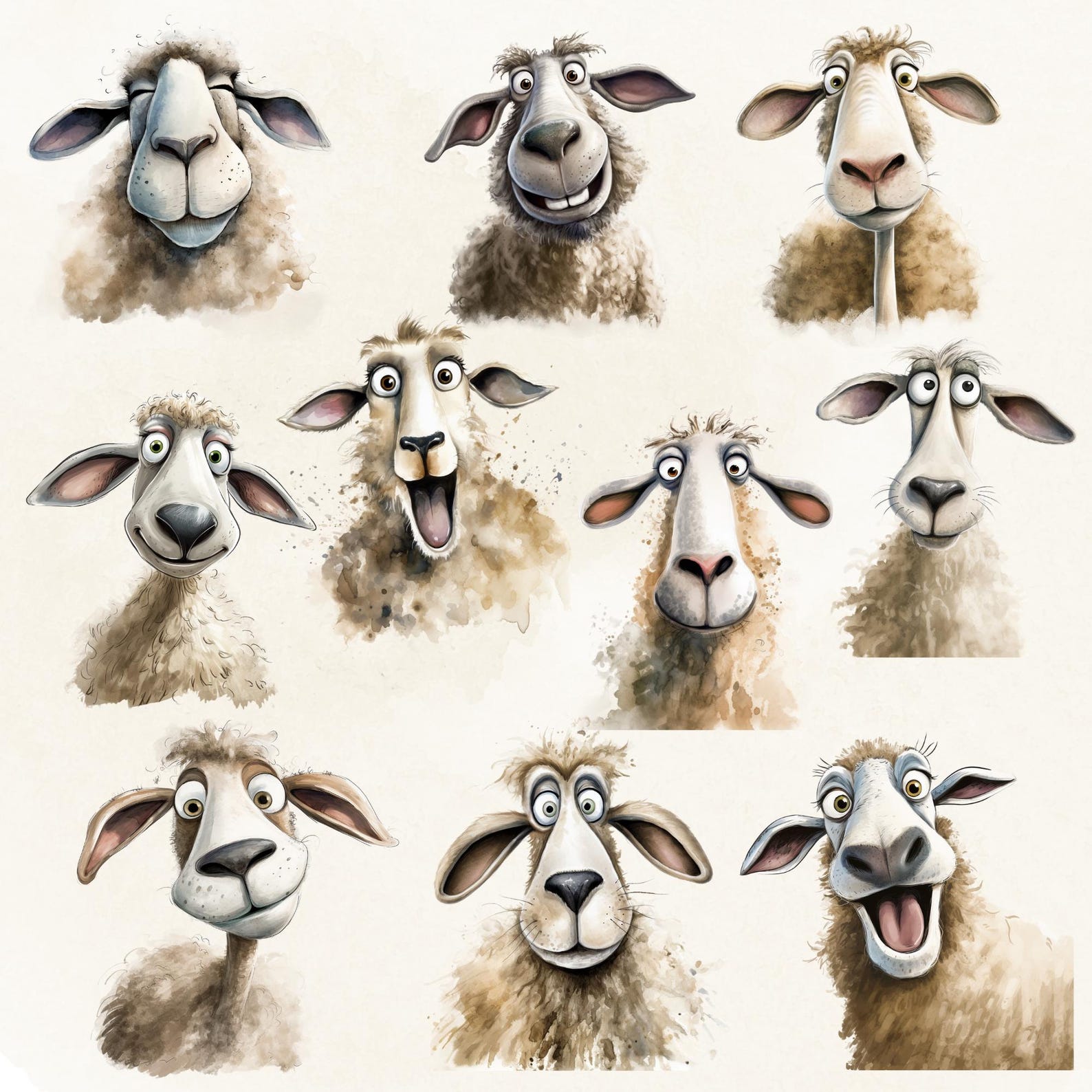 22 Cute, Funny and Quirky Sheep Clipart Bundle | Transparent ...