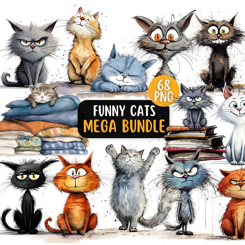 Grumpy Winter Cat Clipart - Etsy