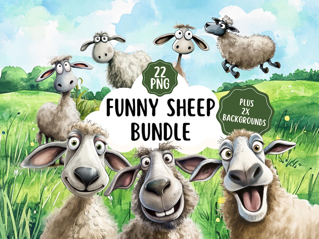 22 Cute, Funny and Quirky Sheep Clipart Bundle | Transparent ...