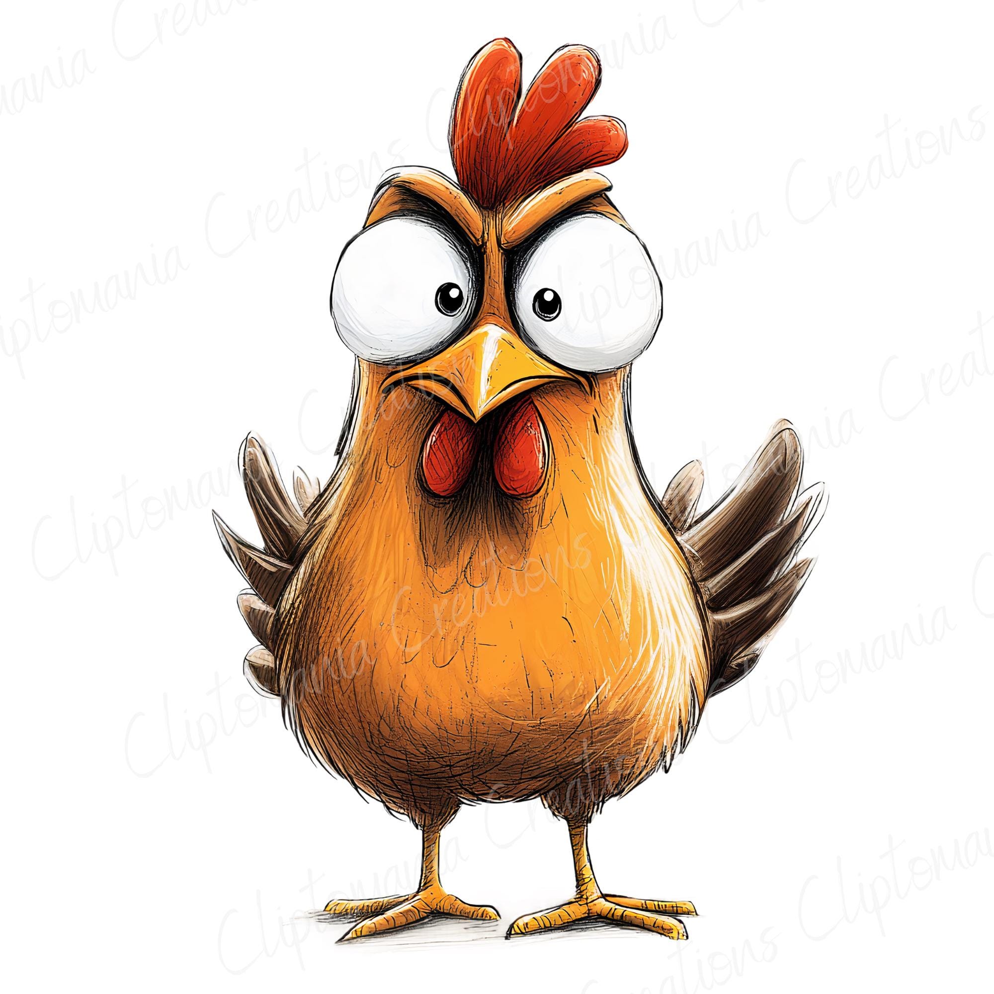 Funny Cartoon Chicken PNG Clipart Bundle, Funny Farm Animal Clipart ...
