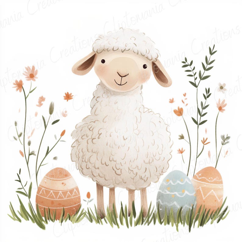 Easter Lamb Clipart Bundle | Watercolor Spring Designs (JPEG) - Etsy