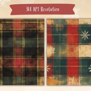 12 Vintage Christmas Tartan Digital Papers | Festive Rustic Plaid ...