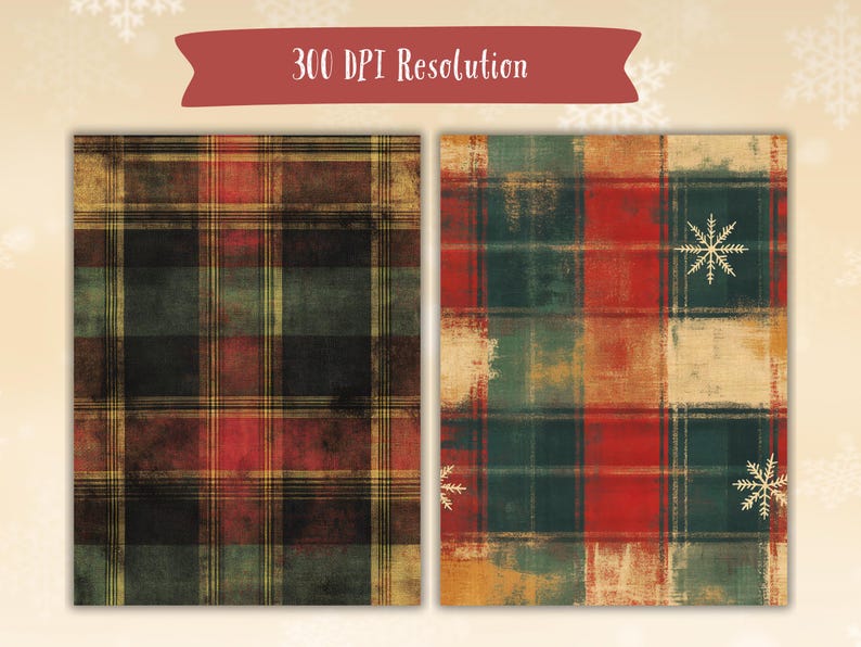 12 Vintage Christmas Tartan Digital Papers | Festive Rustic Plaid ...
