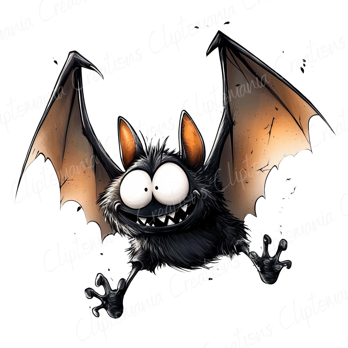 Quirky Bats Clipart Bundle 12 PNG Images | DIY Invitations and Card ...