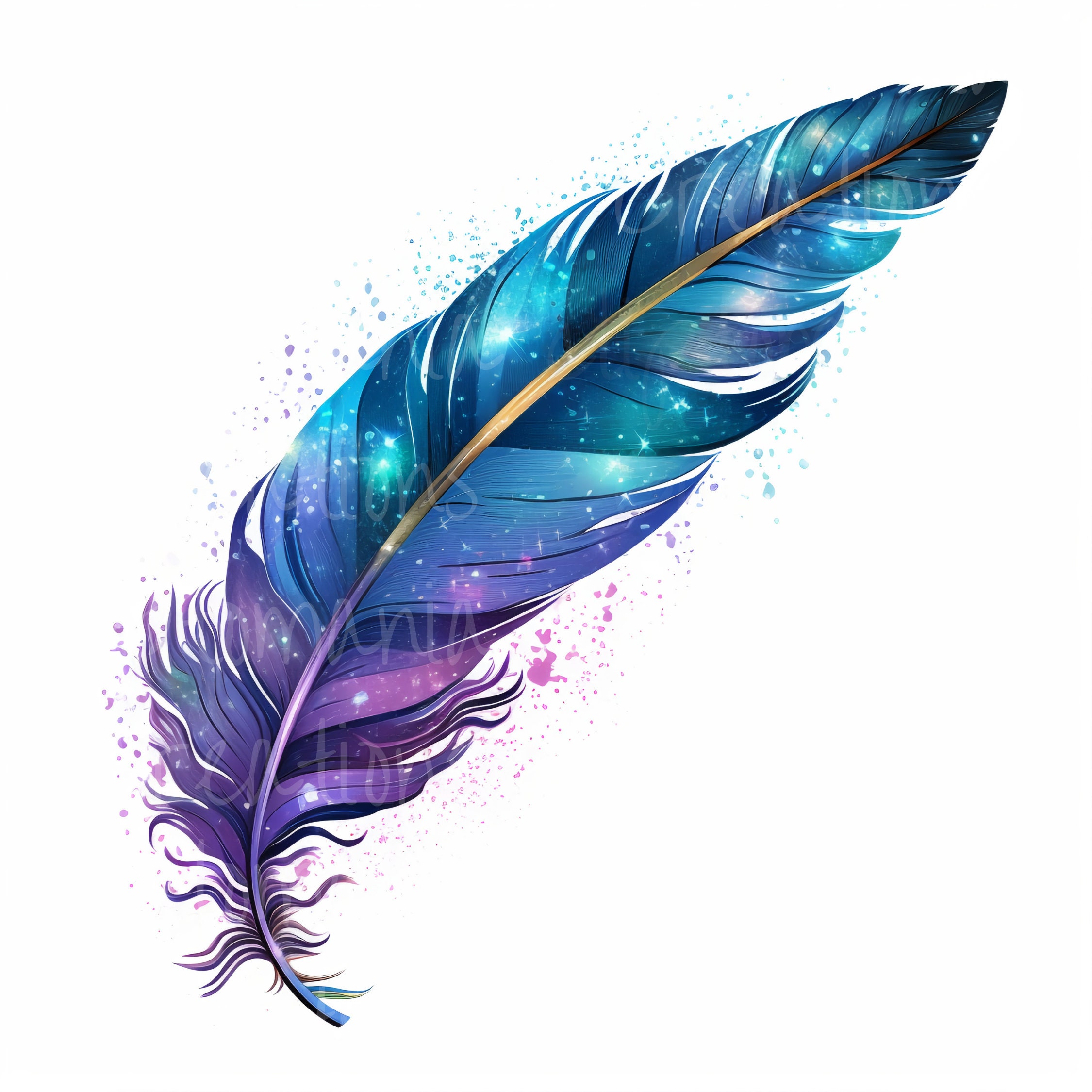 Glitter Feather Clipart Blue Purple & Pink Feathers 12 - Etsy