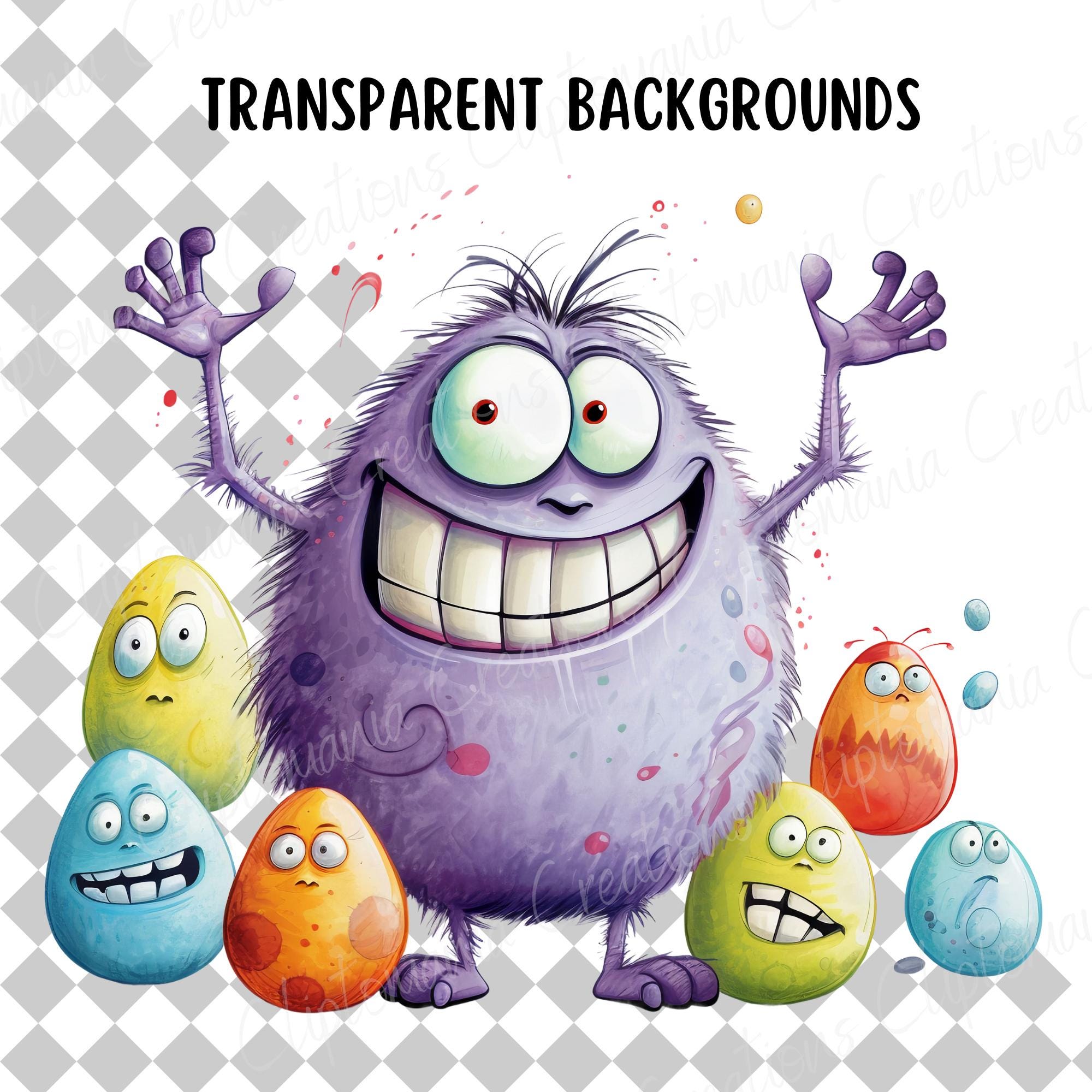 Cute and Funny Easter Monster PNG Clipart Bundle, Children's Easter ...